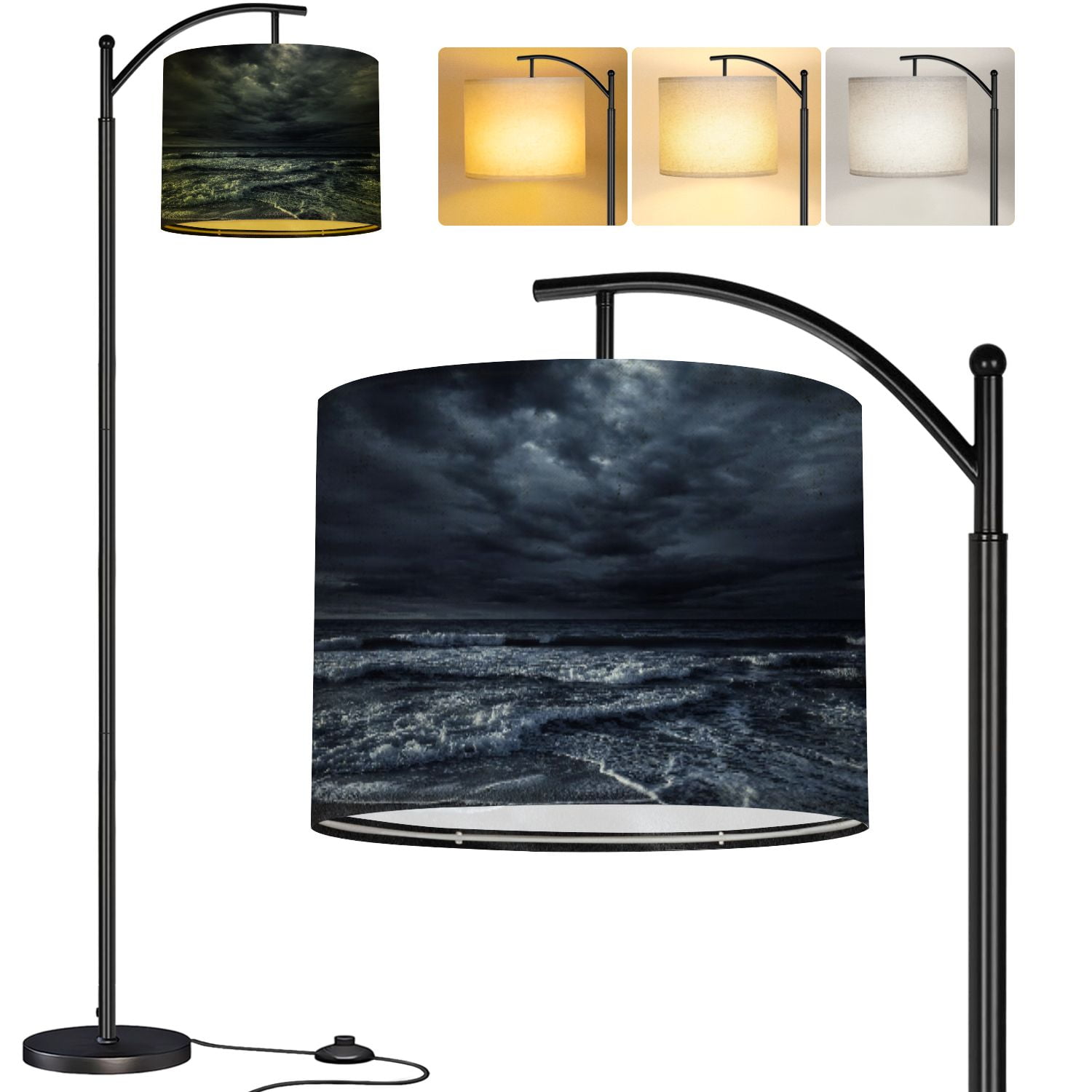 Arc Floor Lamp Stormy sea Tall Modern Standing Lamp LED Adjustable ...
