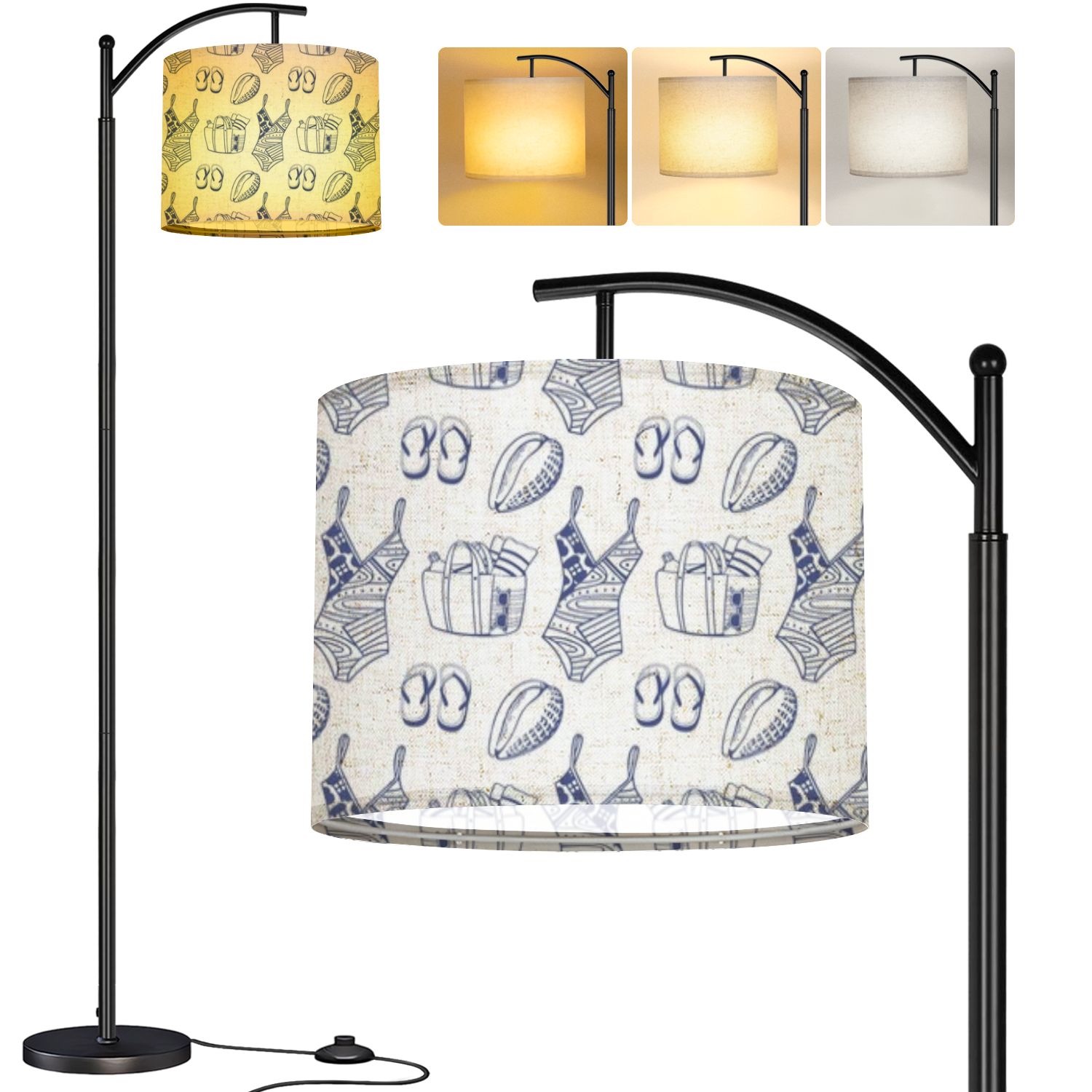 Arc Floor Lamp Summer beach seamless swimsuit beach bag flip flops ...