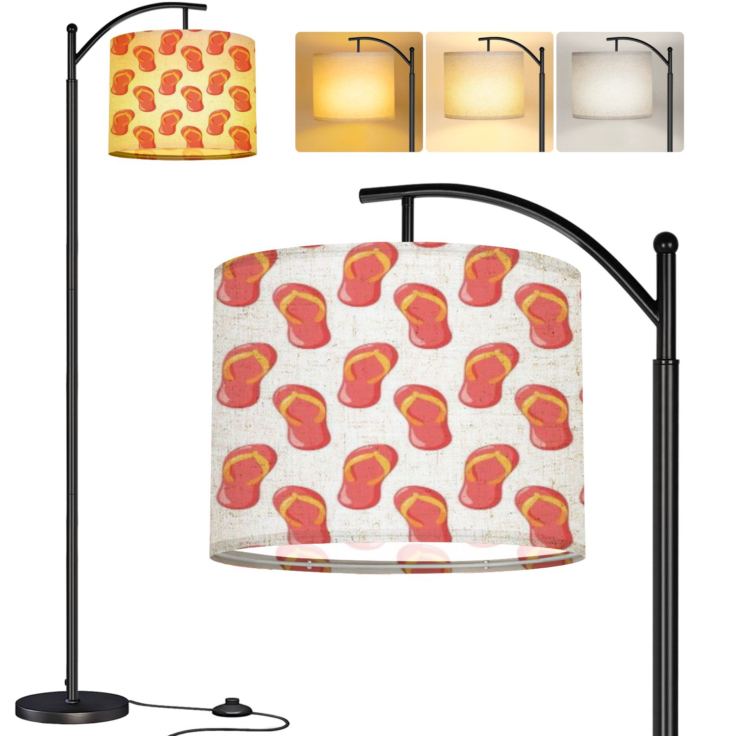 Arc Floor Lamp Summer flip flops seamless Hello Summer illustrations ...