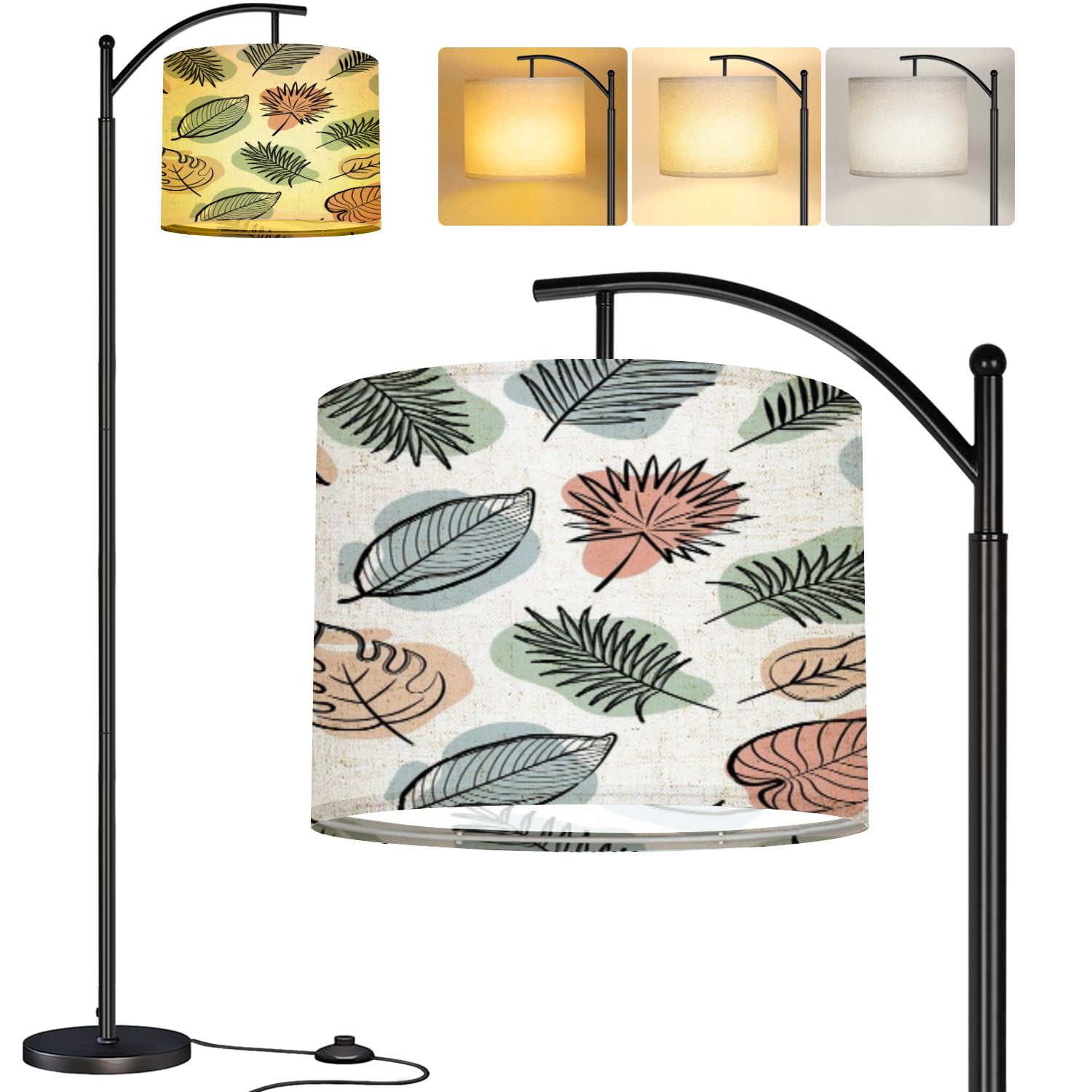 Arc Floor Lamp Summer hand drawn leaves seamless pattern Exotic ...