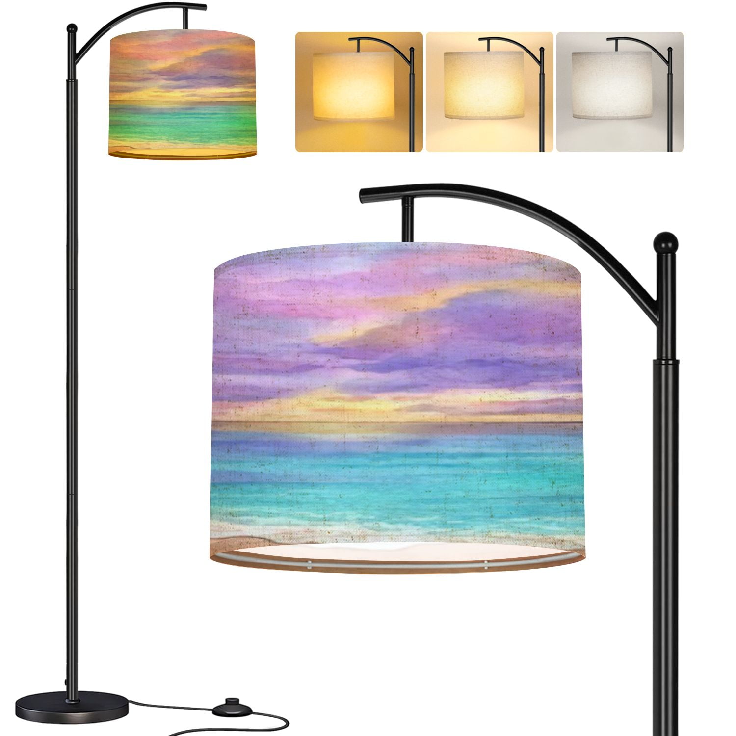 Arc Floor Lamp Summer landscape beach blue sea beautiful purple sunset ...
