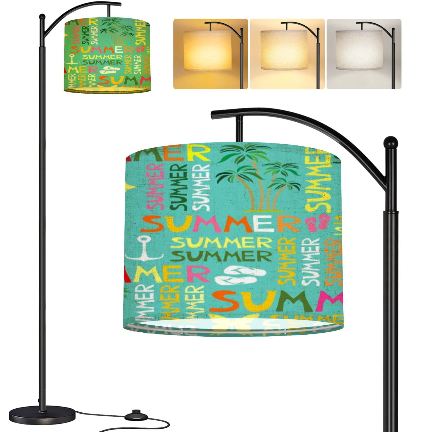 Arc Floor Lamp Summer seamless Mint summer flip flops sun palm tree ...