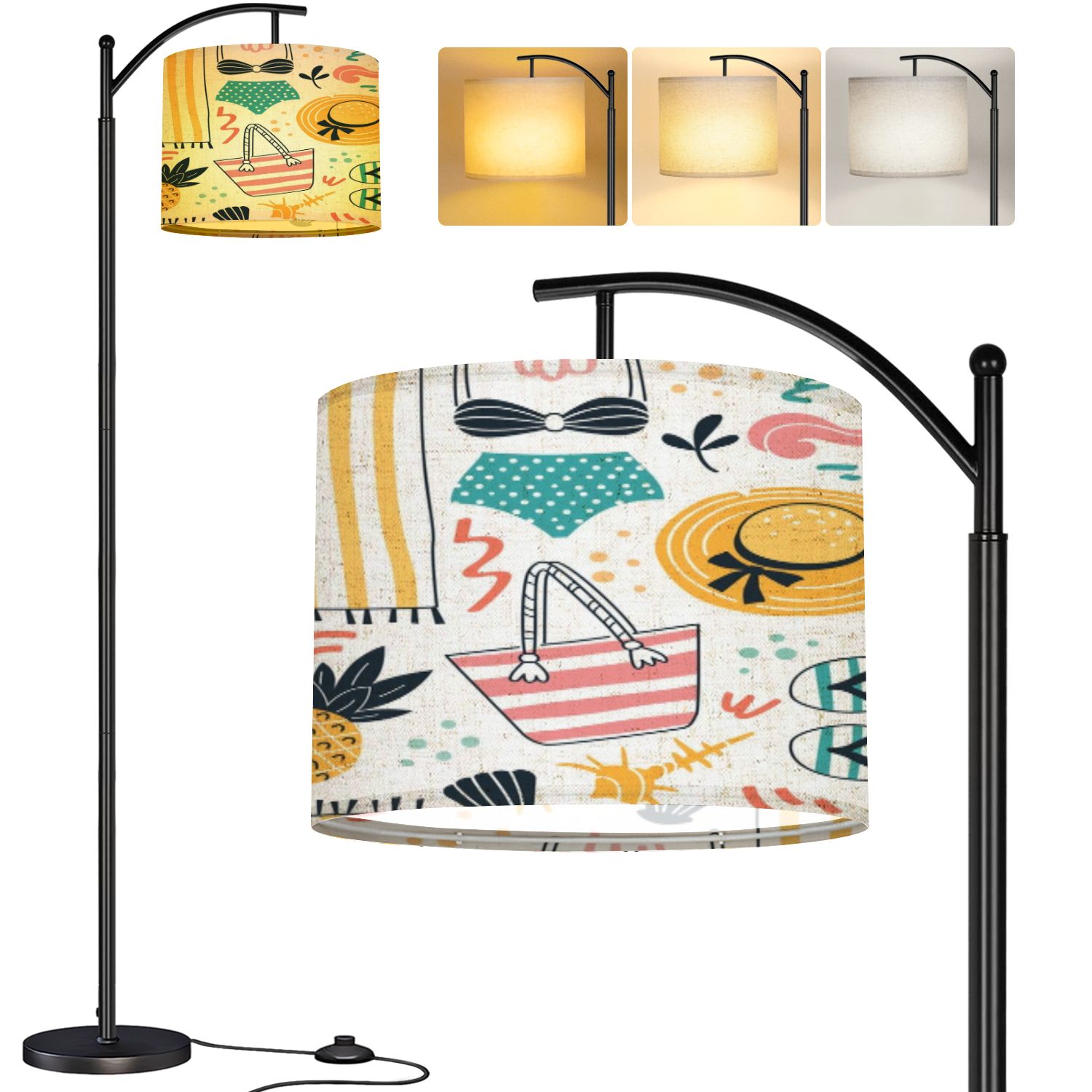 Arc Floor Lamp Summer seamless colorful cartoon doodle style beach ...