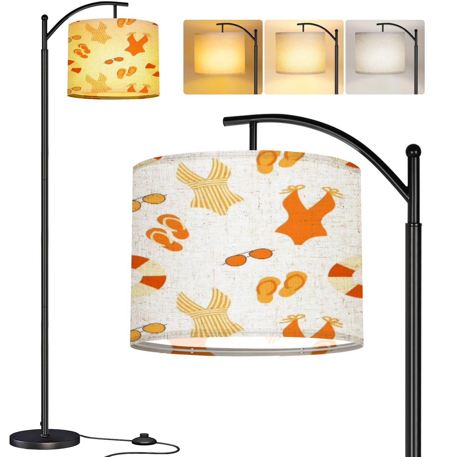 Arc Floor Lamp Summer seamless swimsuits glasses flip flops Tall Modern ...