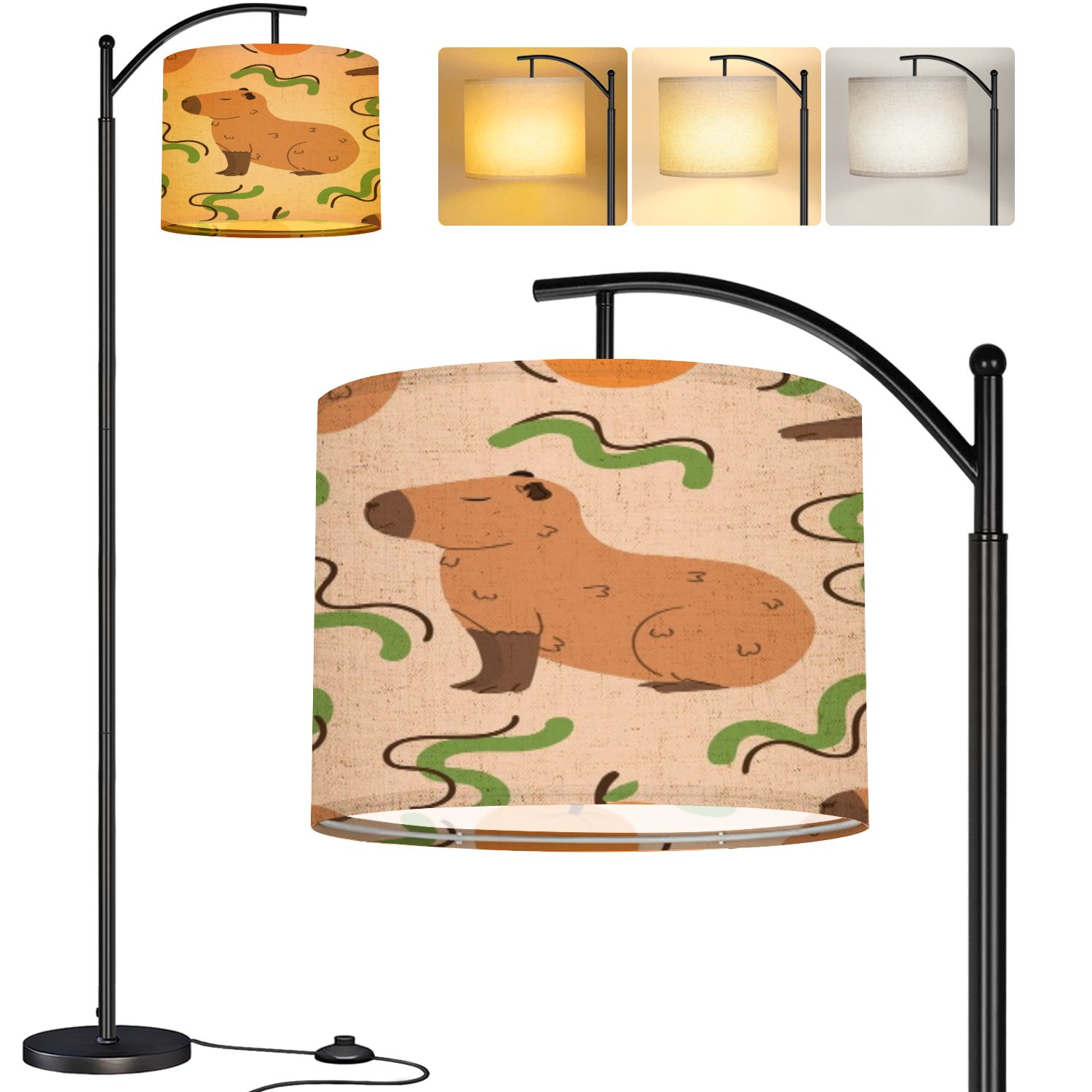 Arc Floor Lamp Summer tropic seamless pattern cute capybara orange Cute ...