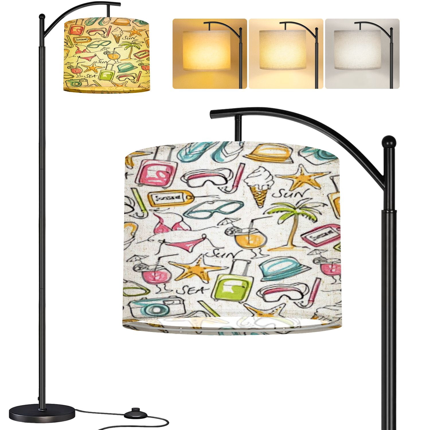 Arc Floor Lamp Summer vacation holiday icons seamless Tall Modern ...