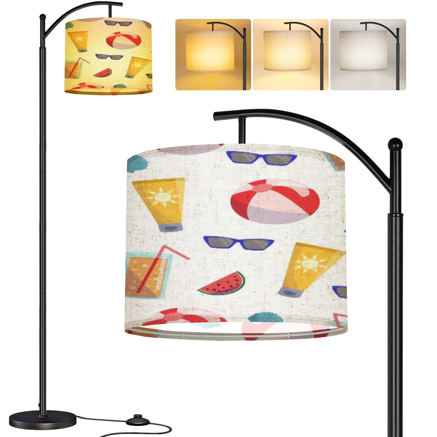 Arc Floor Lamp Summer vacation seamless Beach objects clothes fruits ...
