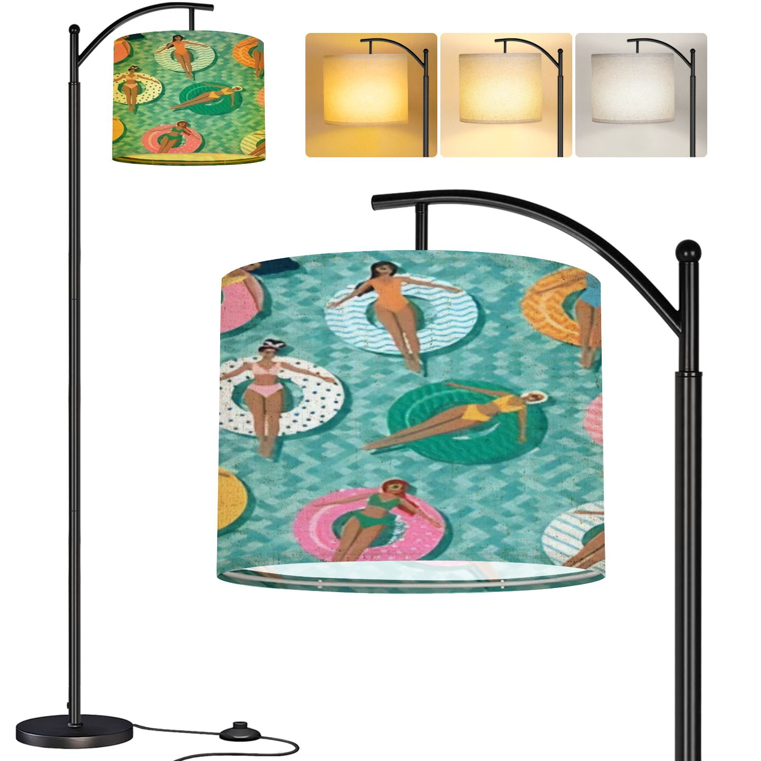 Arc Floor Lamp Summertime holidays poster Girl swimsuit floating ...