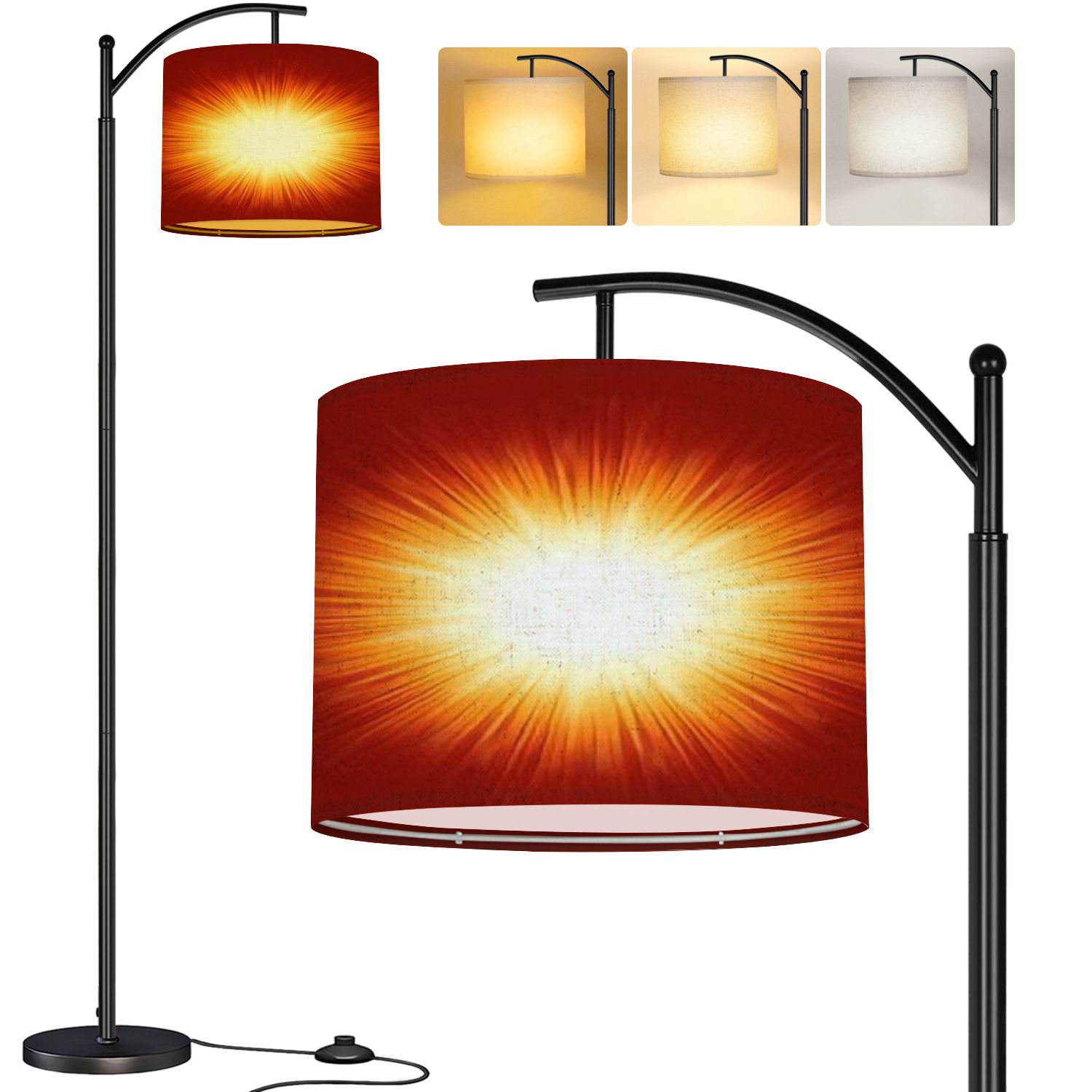 Arc Floor Lamp Sunburst rays sunlight file included Tall Modern ...