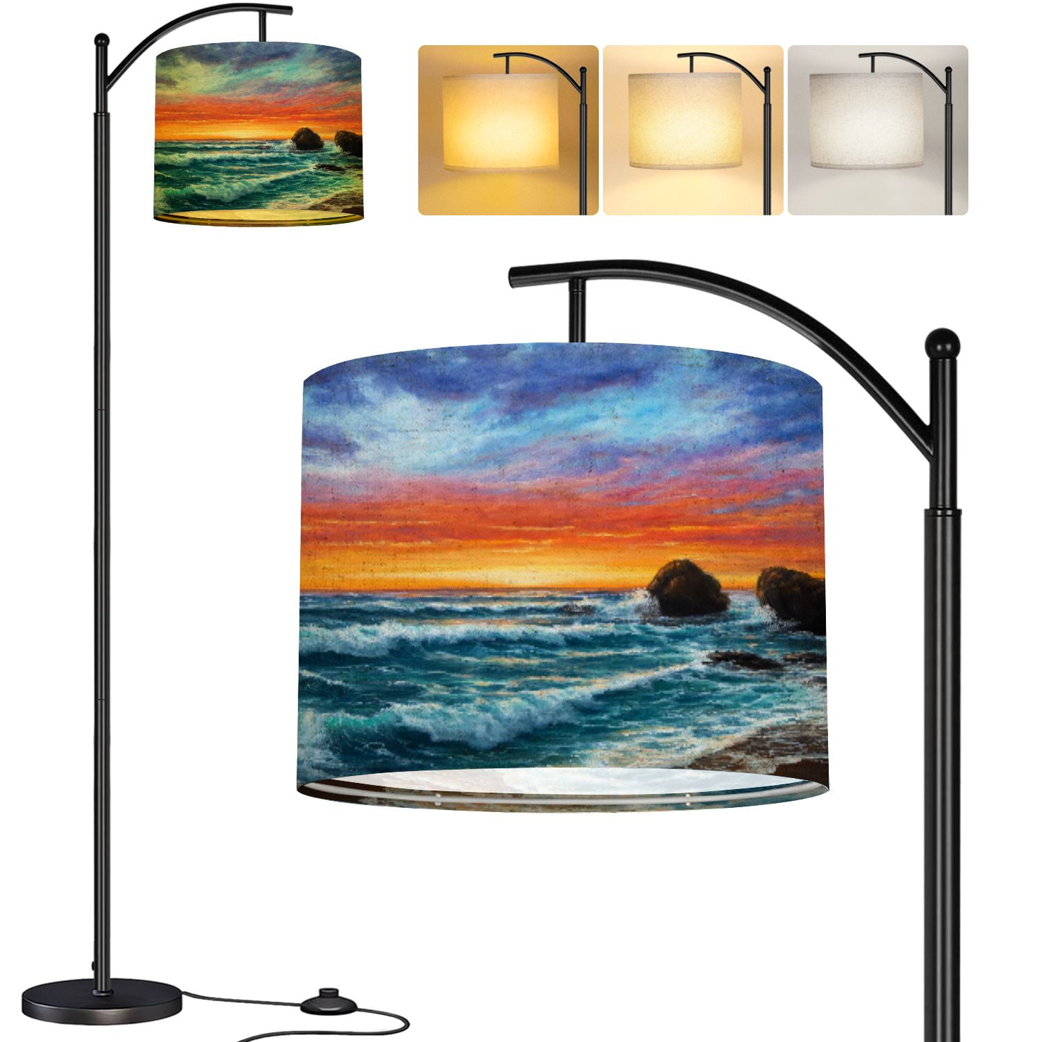 Arc Floor Lamp Sunset beach Tall Modern Standing Lamp LED Adjustable ...