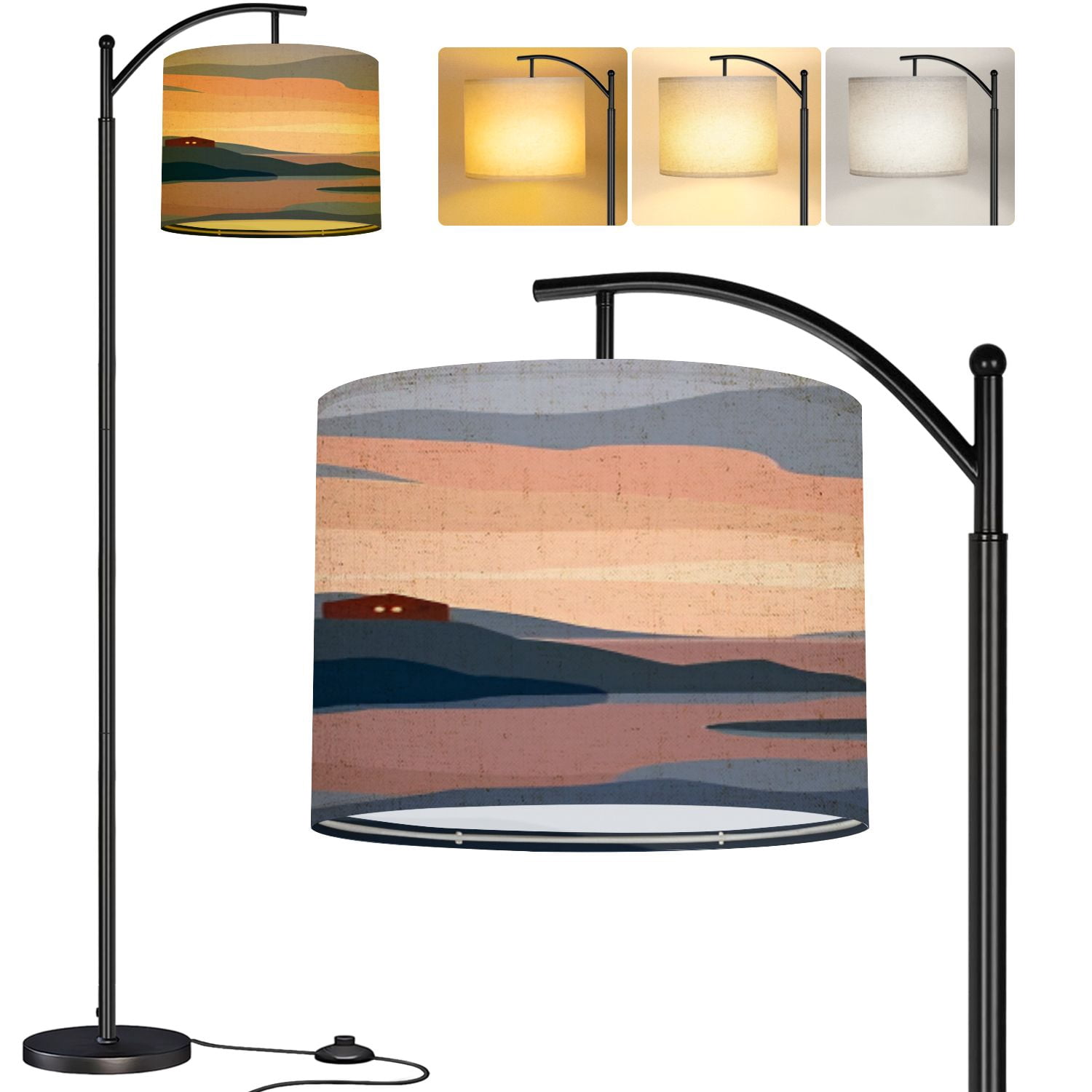 Arc Floor Lamp Sunset landscape boho shape style Abstract Mountains ...