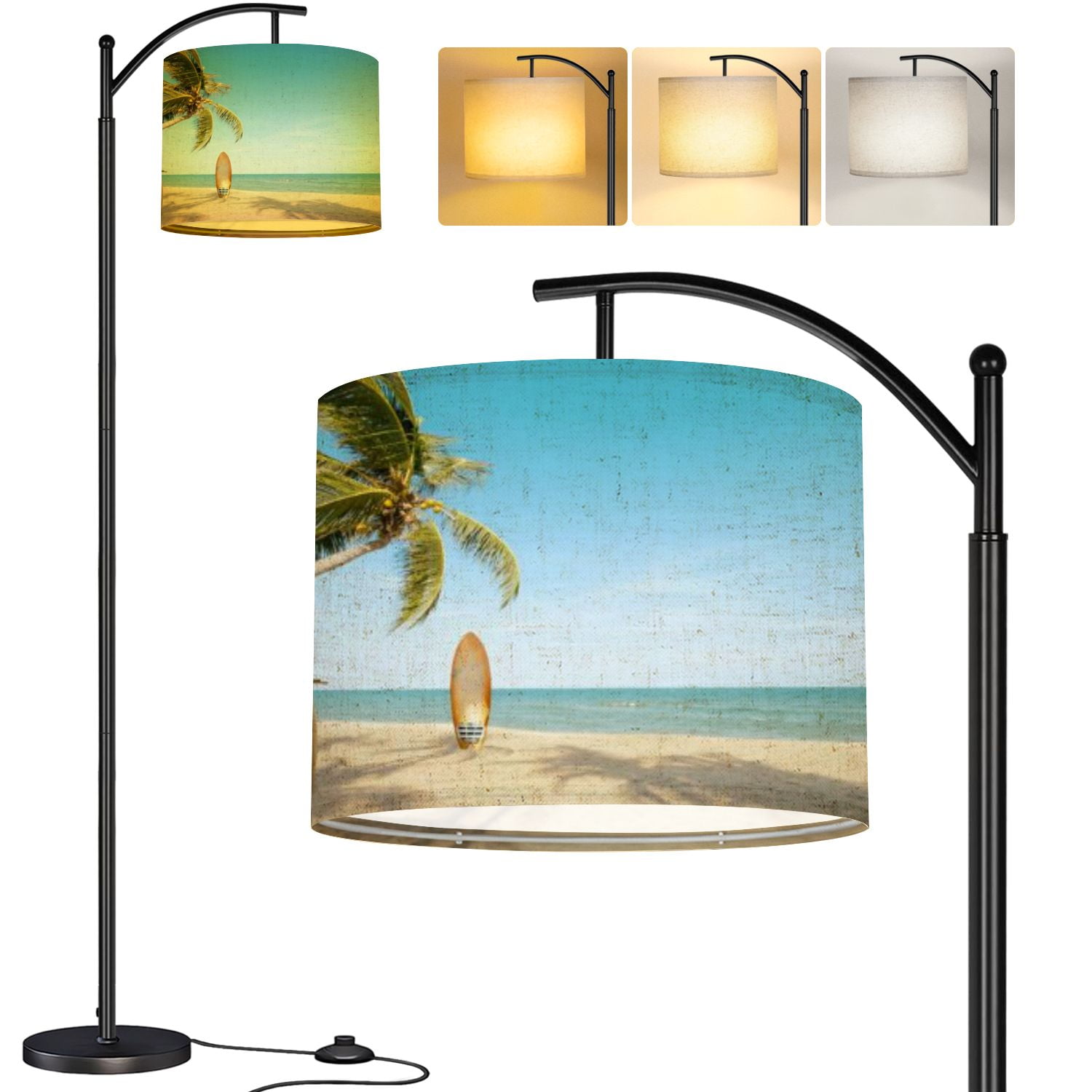 Arc Floor Lamp Surfboard palm tree beach summer Tall Modern Standing ...