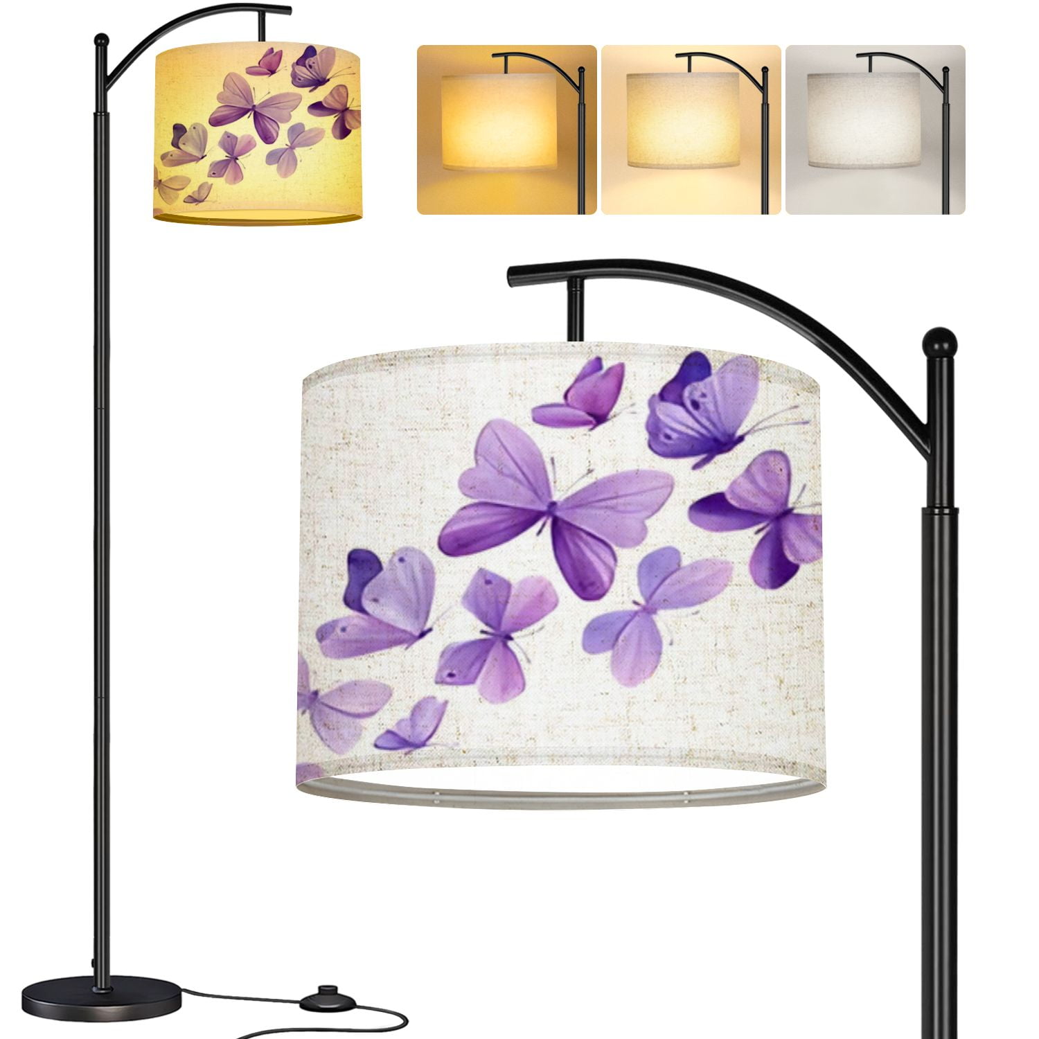 Arc Floor Lamp Swarm beautiful butterflies set purple butterflies white ...