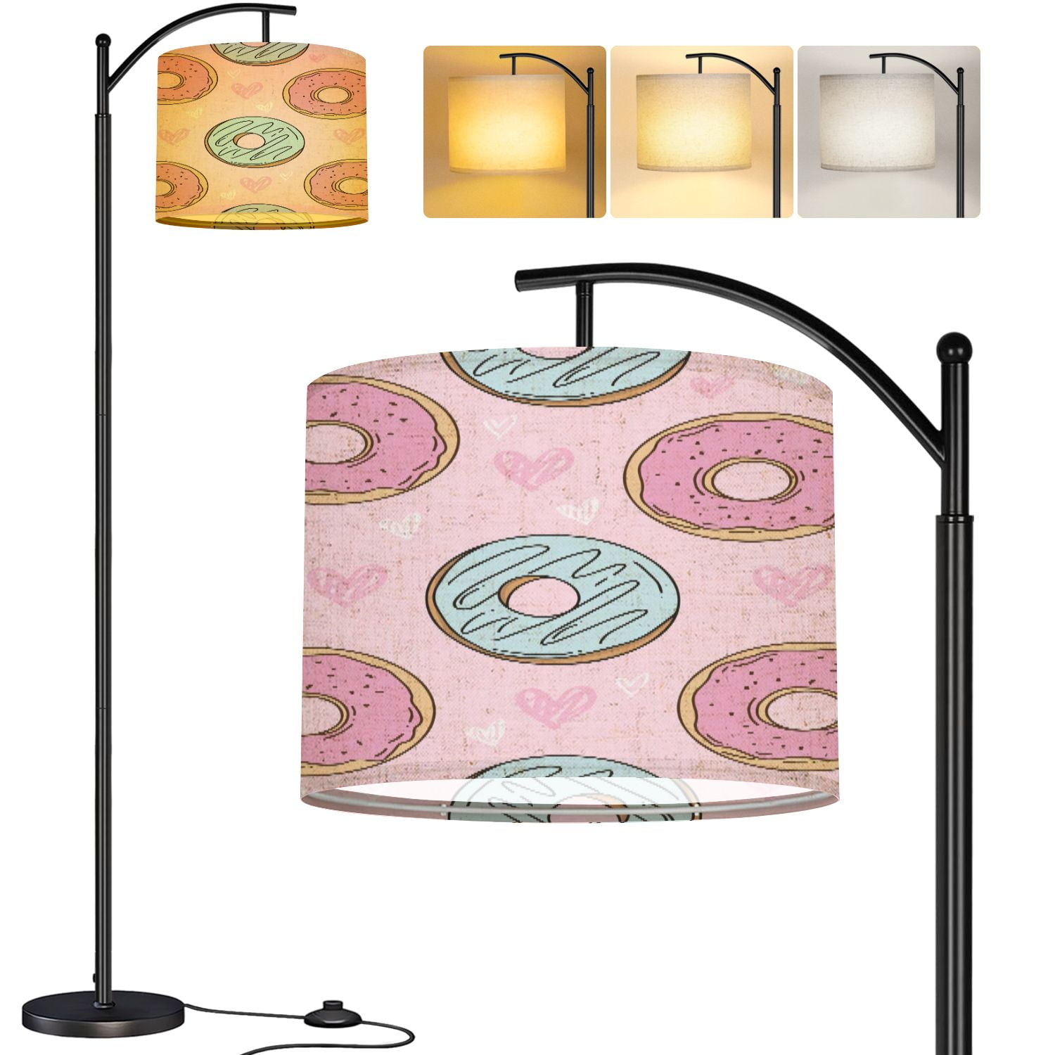 Arc Floor Lamp Sweet cartoon colorful donuts seamless pattern Top View ...