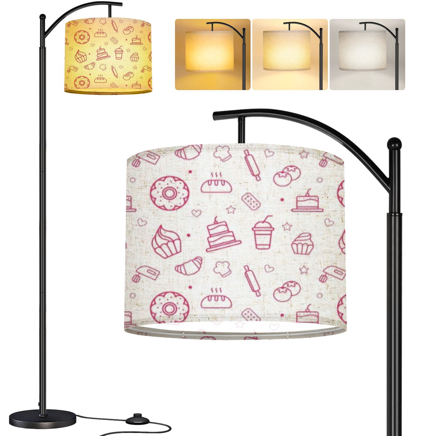 Arc Floor Lamp Sweet food seamless pattern flat line icons Pastry ...