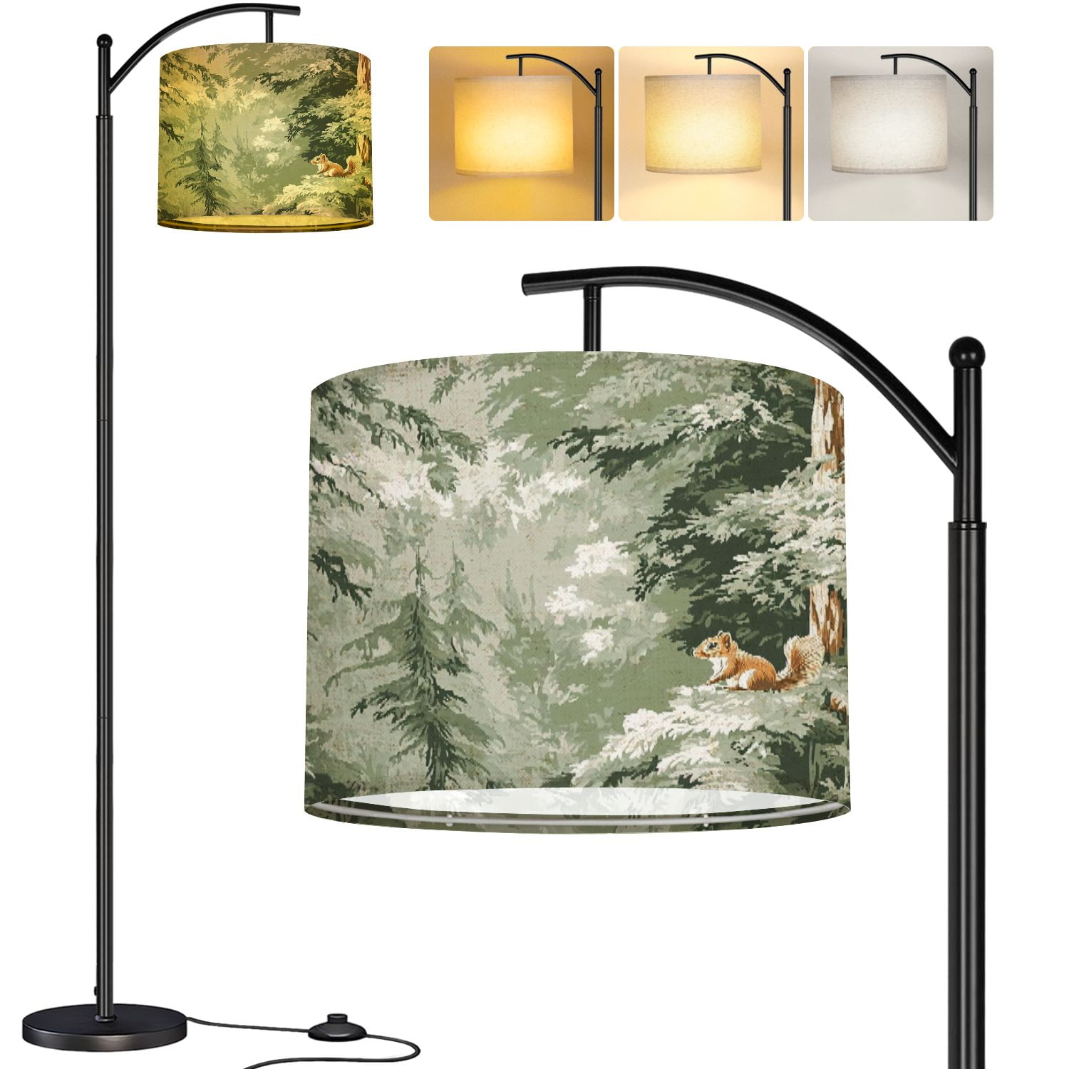 Arc Floor Lamp Tall Trees Squirrels Dense Foliage Forest Scene Natural ...