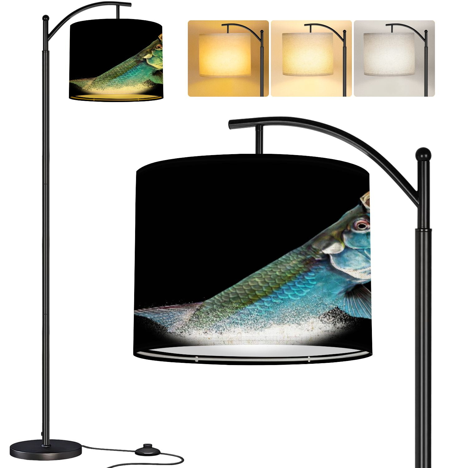 Arc Floor Lamp Tarpon Fish Jumping Painting variation Tall Modern ...