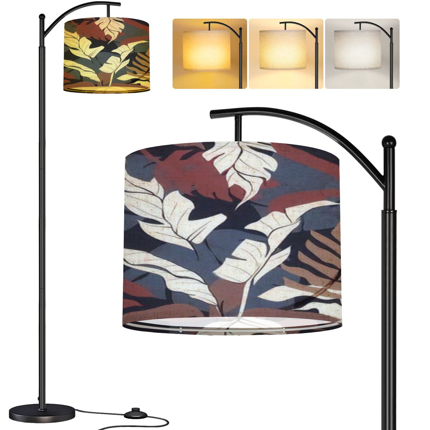 Arc Floor Lamp Textured seamless pattern plants geometrical shapes ...