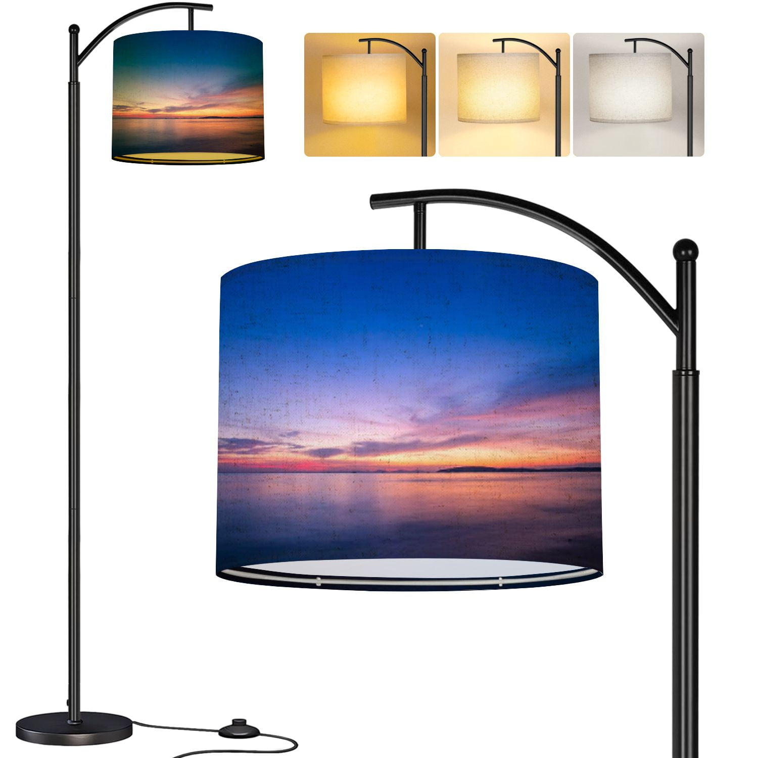 Arc Floor Lamp Thailand favorite plance Tall Modern Standing Lamp LED Adjustable Linen Lampshade ...