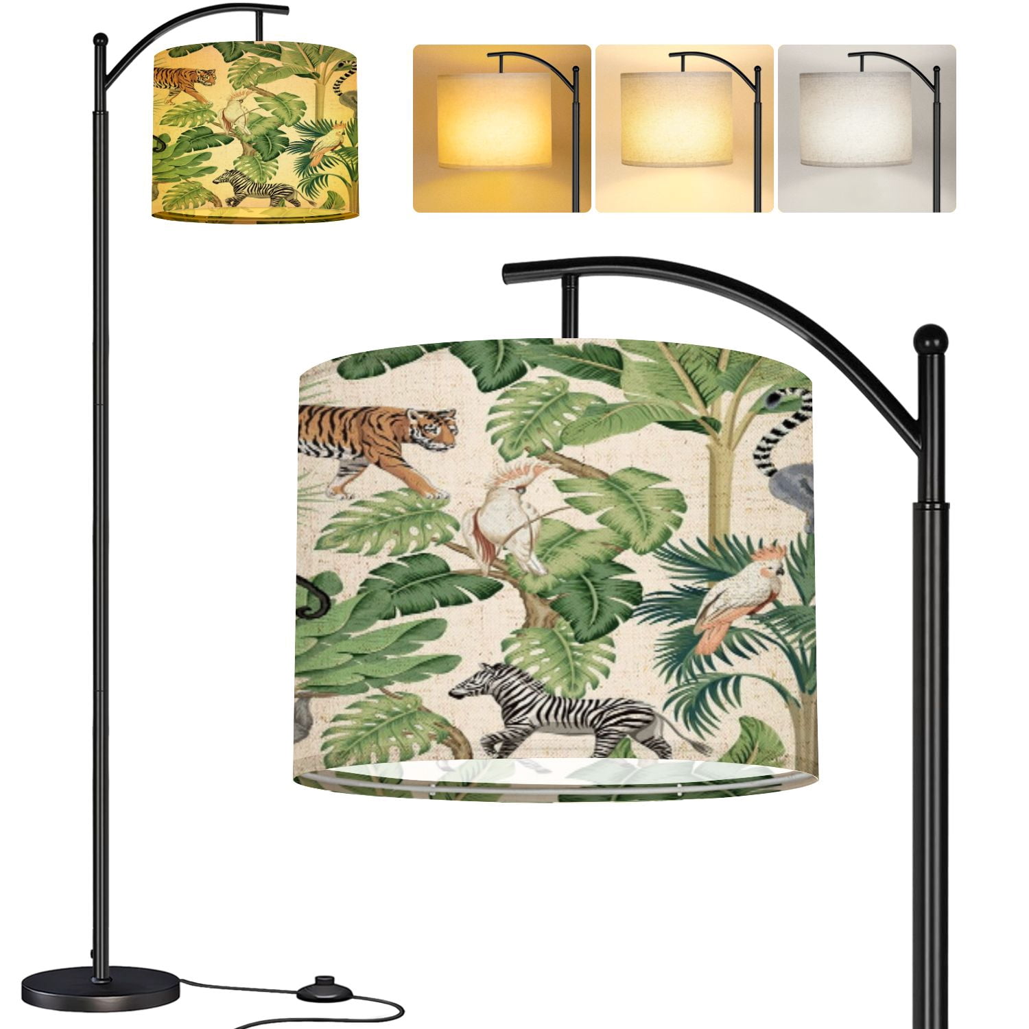 Arc Floor Lamp Tiger African zebra monkey lemur animal cockatoo parrot ...