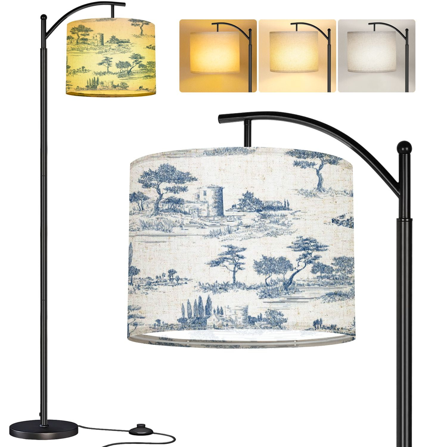Arc Floor Lamp Toile de jouy pattern countryside views castles houses ...