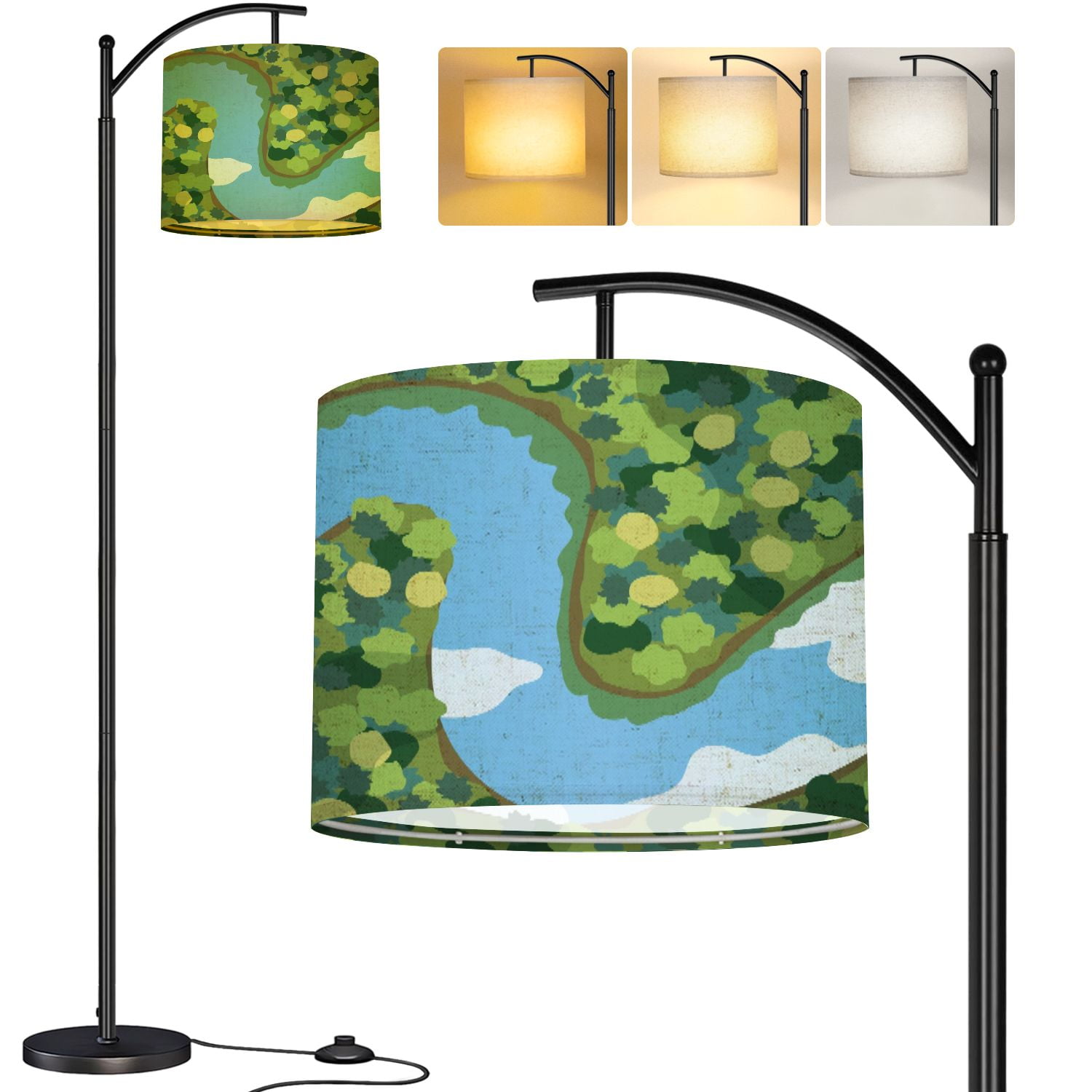 Arc Floor Lamp Top view forest river Bird view river reflection clouds ...