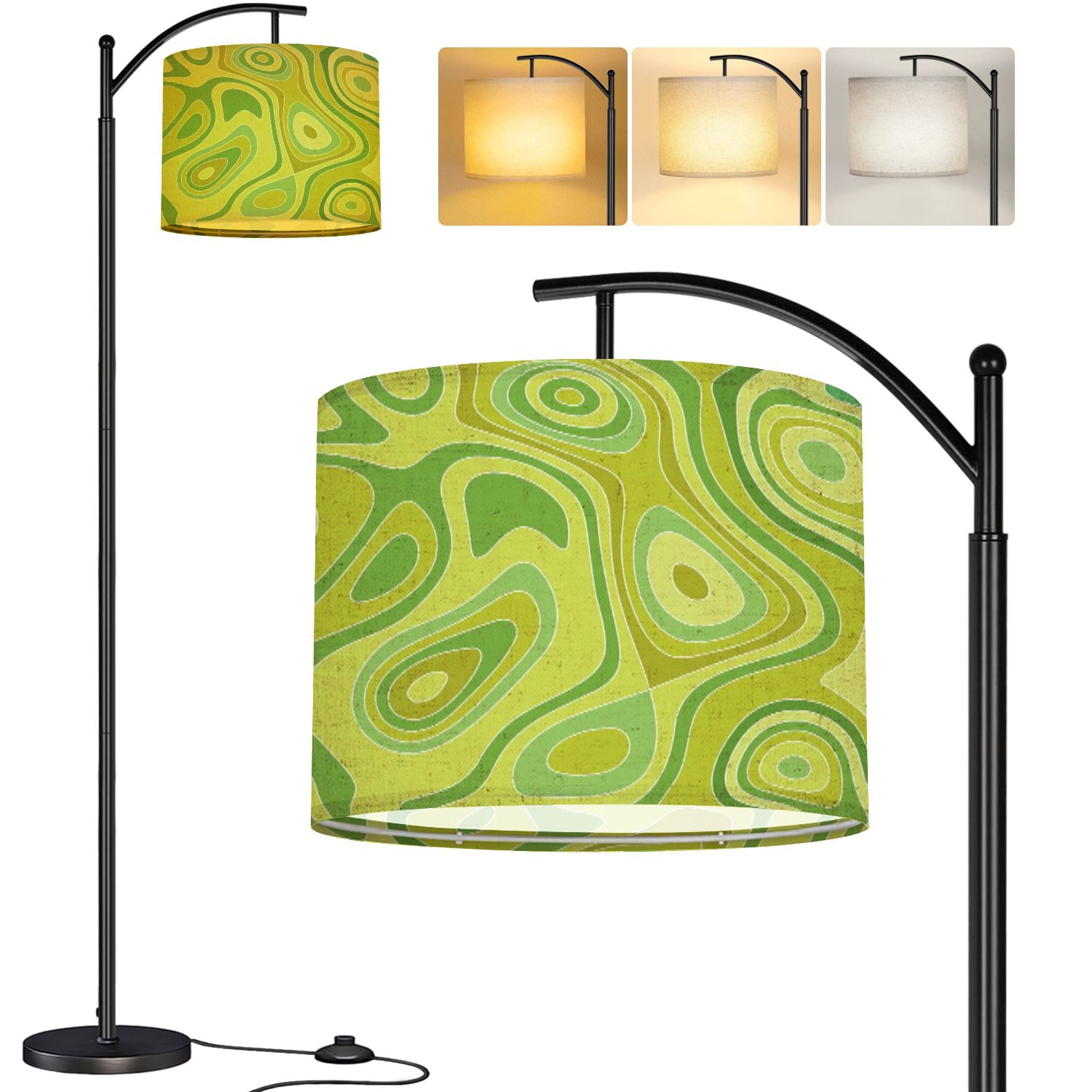 Arc Floor Lamp Topographic Map Seamless Pattern Green yellow Tall ...