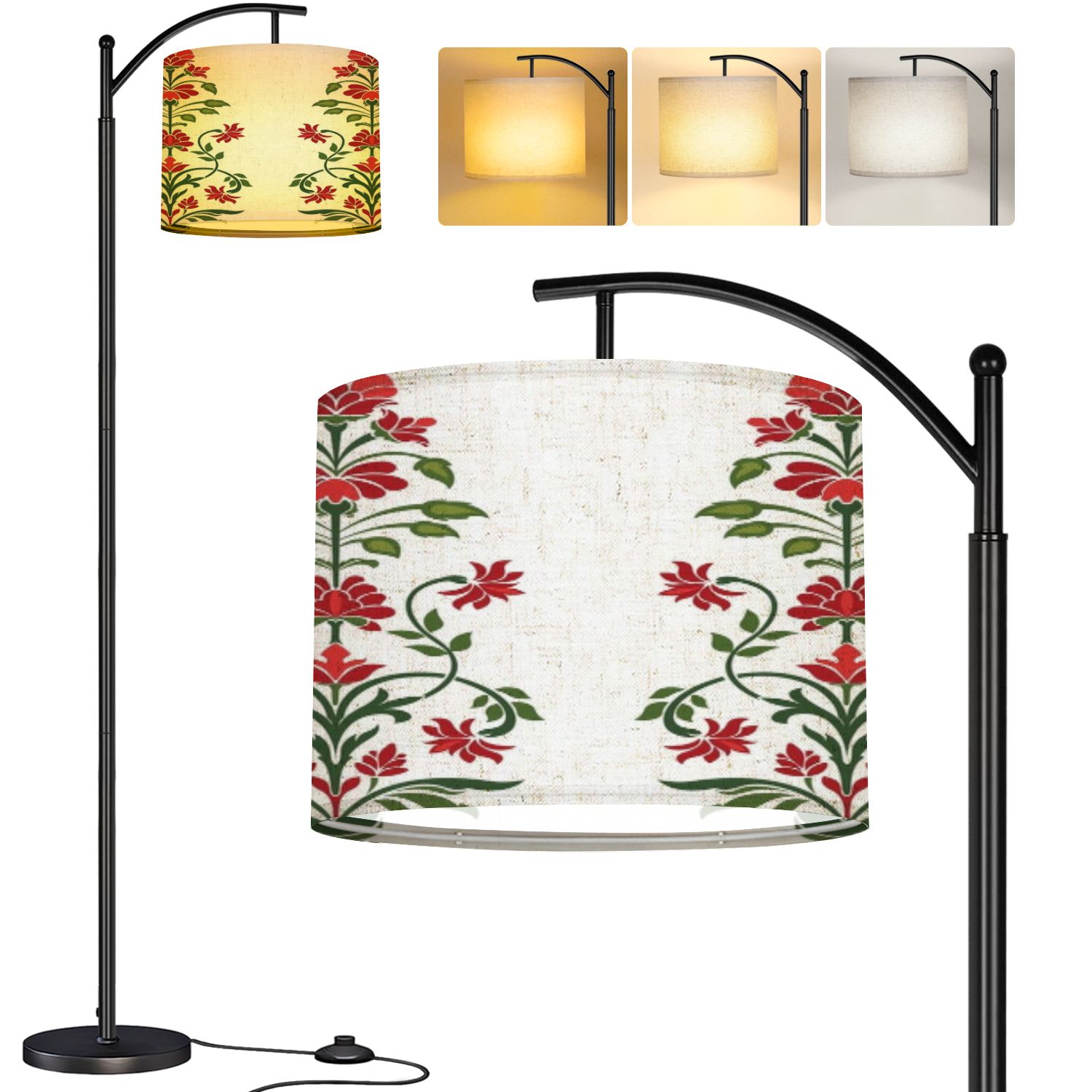 Arc Floor Lamp Traditional flower motif illustrations Beautiful hand ...