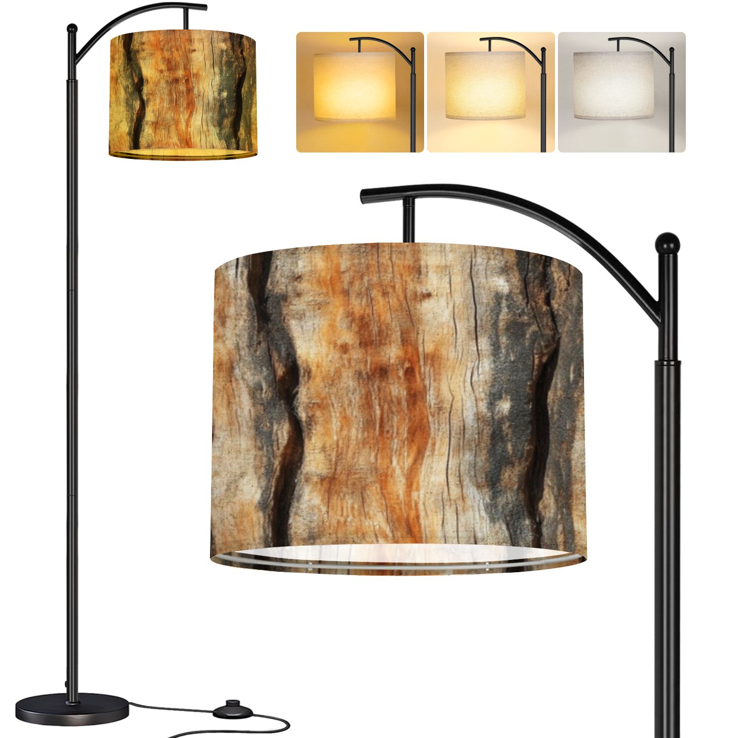 Arc Floor Lamp Tree Bark Wood Grain Natural Patterns Cracks Aging Wood ...