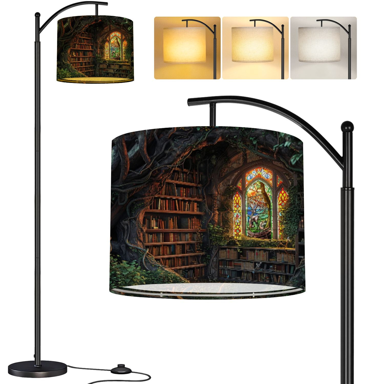 Arc Floor Lamp Tree Study Mythical Creatures Stained Glass Tall Modern ...