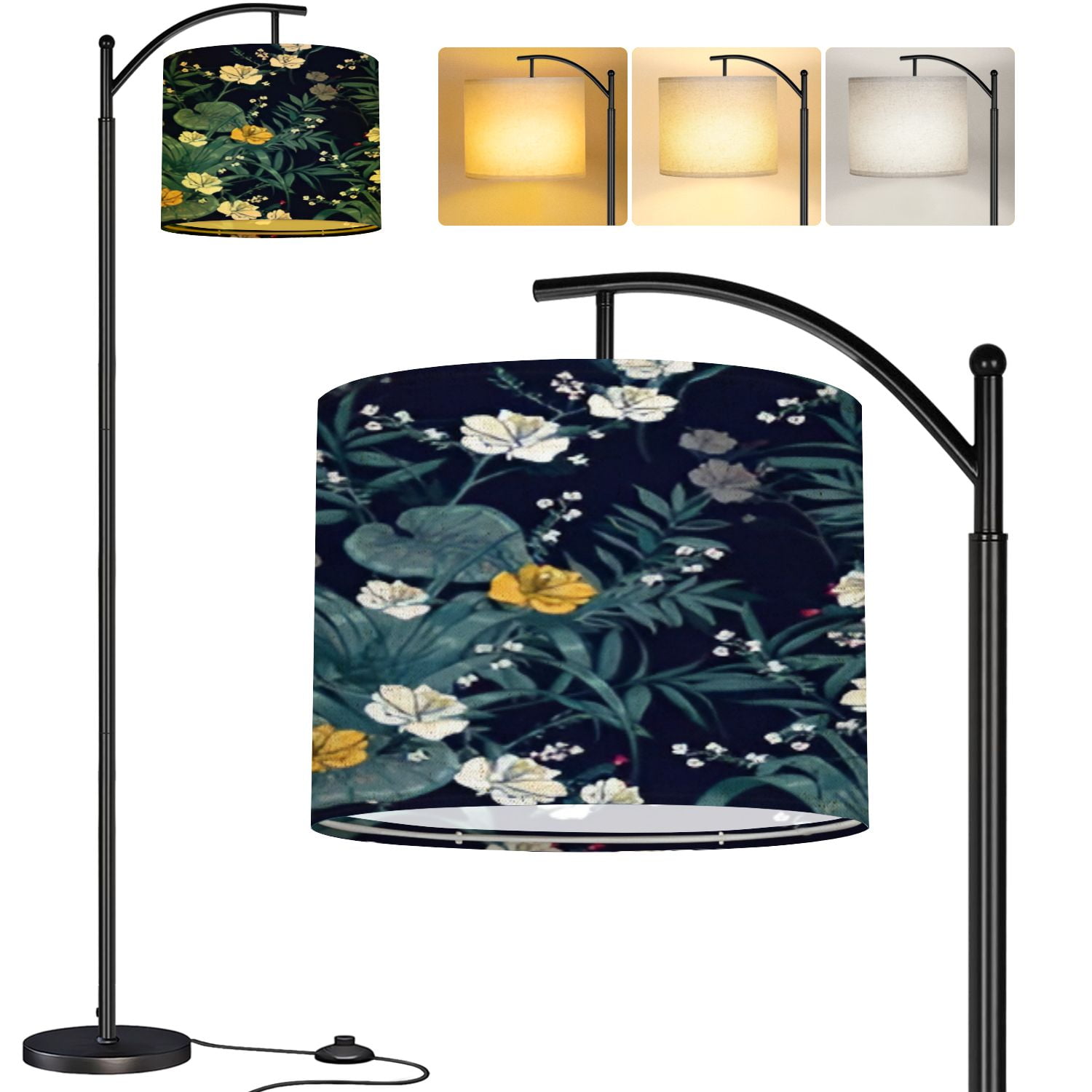Arc Floor Lamp Trendy seamless beautiful artistic dark tropical pattern ...