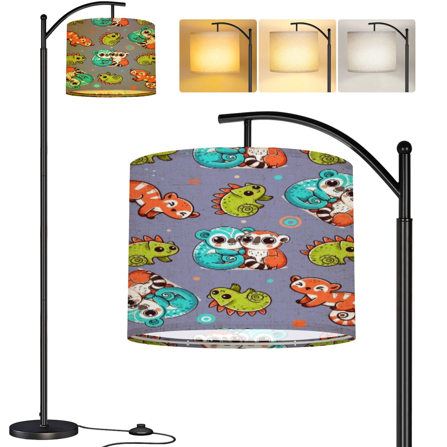 Arc Floor Lamp Tropic animals lemurs chameleons Cute characters ...