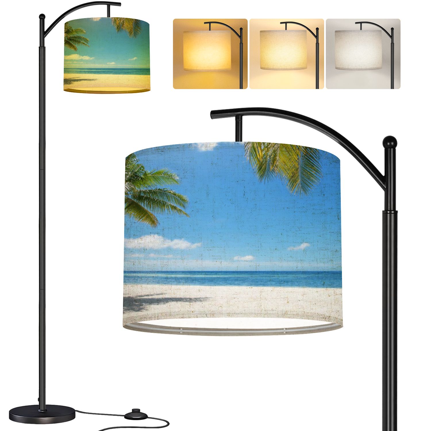 Arc Floor Lamp Tropical Paradise Landscape Tall Modern Standing Lamp ...