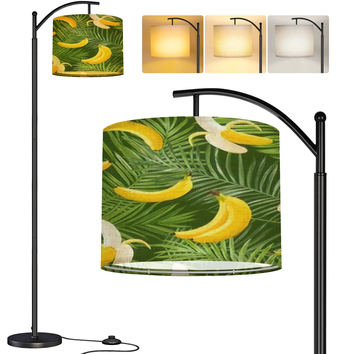 Arc Floor Lamp Tropical Seamless Pattern Banana Palm Leaves Summer ...