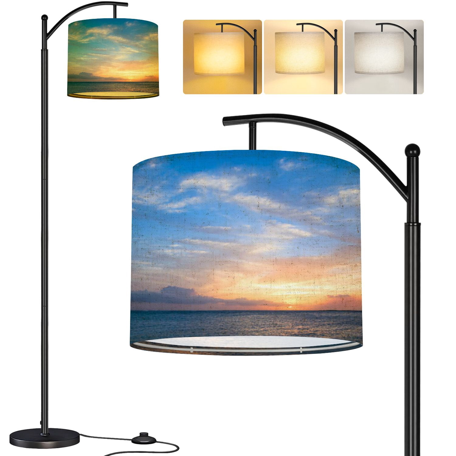 Arc Floor Lamp Tropical Sunset Tall Modern Standing Lamp LED Adjustable ...