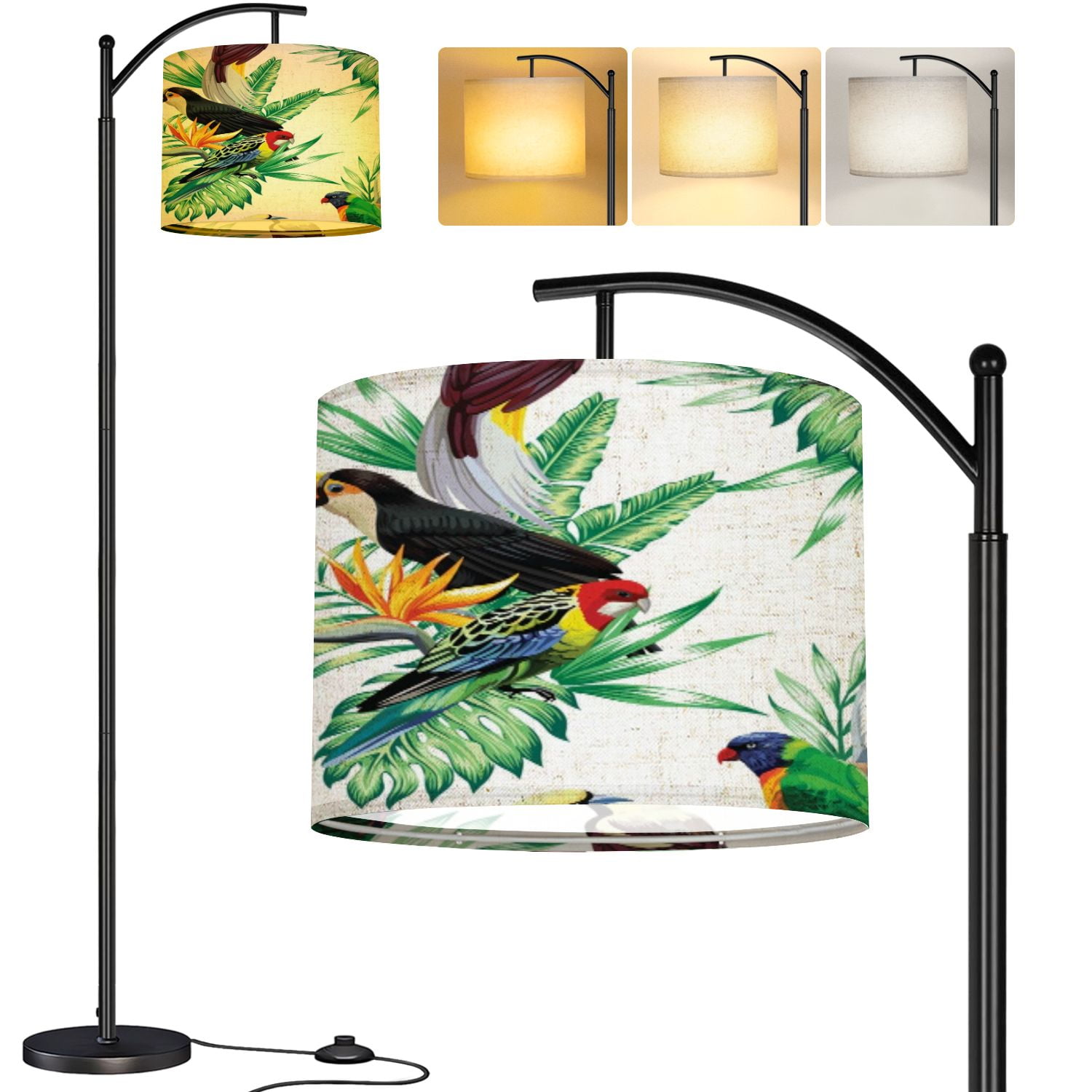 Arc Floor Lamp Tropical animals birds parrot maccaw toucan branch ...
