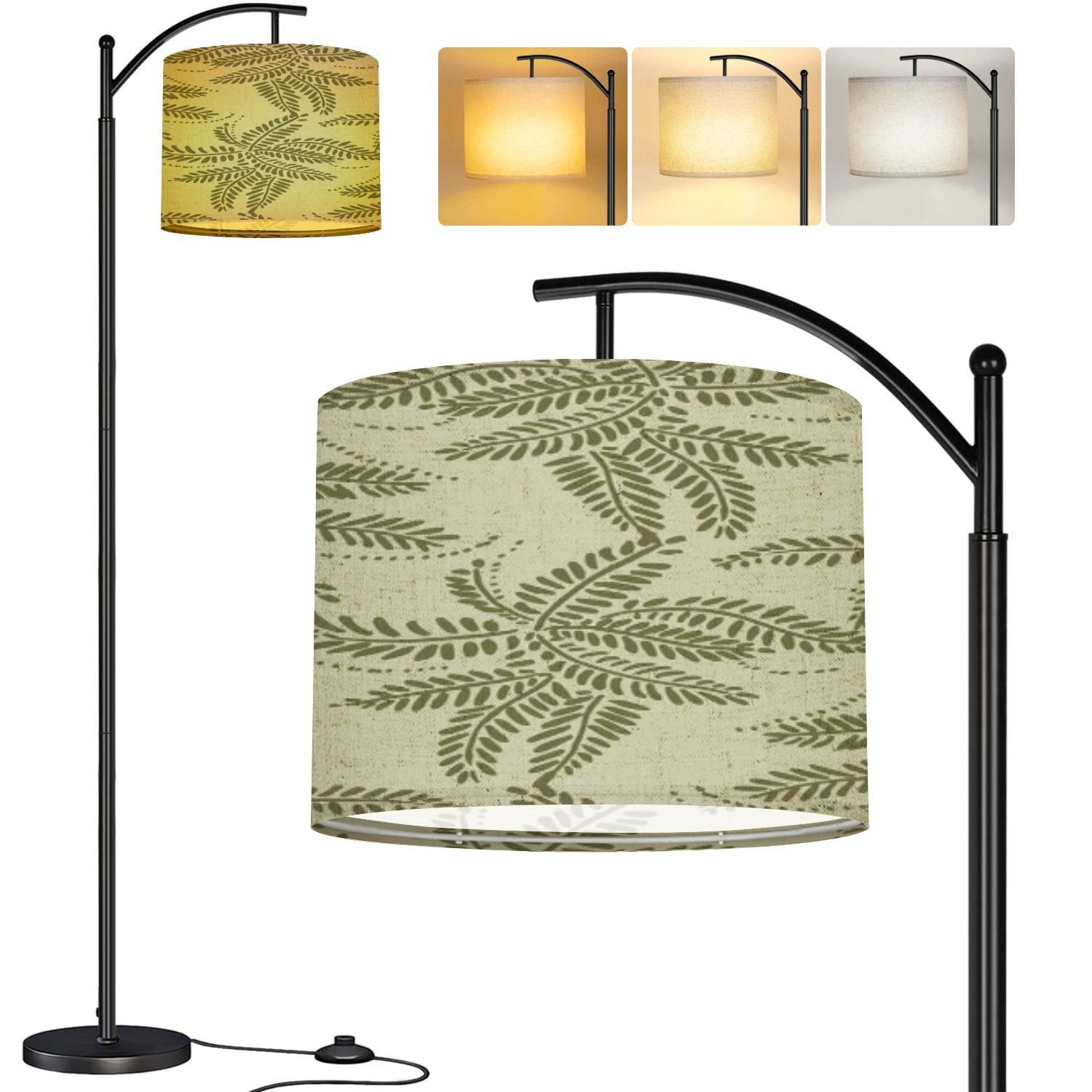 Arc Floor Lamp Tropical dotted leaves pattern boho style Abstract ...