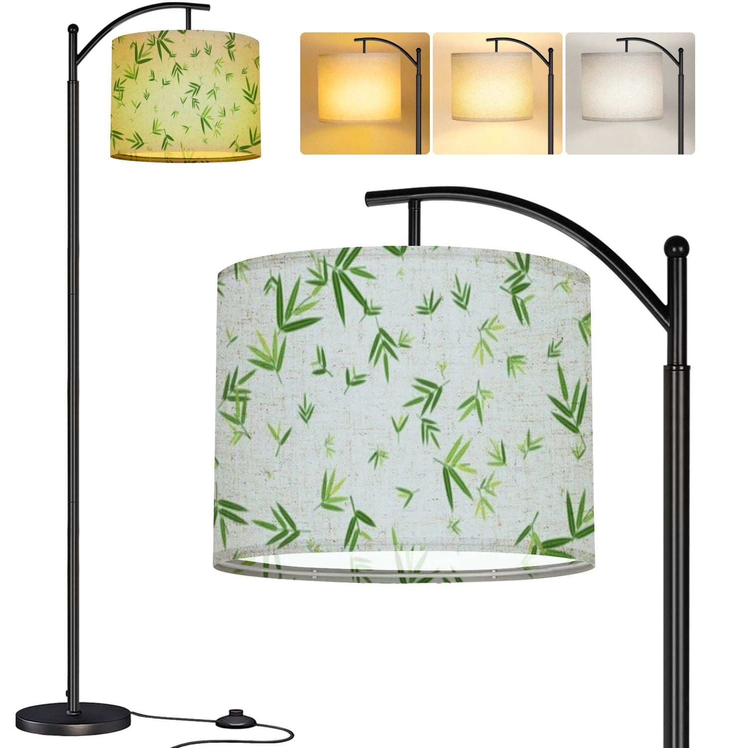 Arc Floor Lamp Tropical green bamboo leaf seamless pattern modern ...