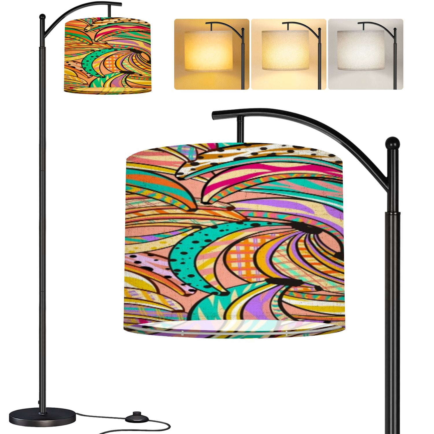 Arc Floor Lamp Tropical pattern made bananas fun colorful for textiles ...