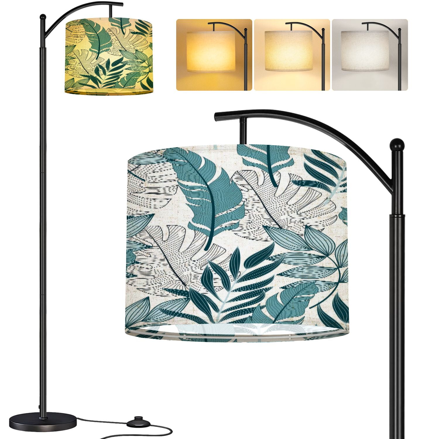 Arc Floor Lamp Tropical pattern trendy plants leaves delicate Beautiful ...