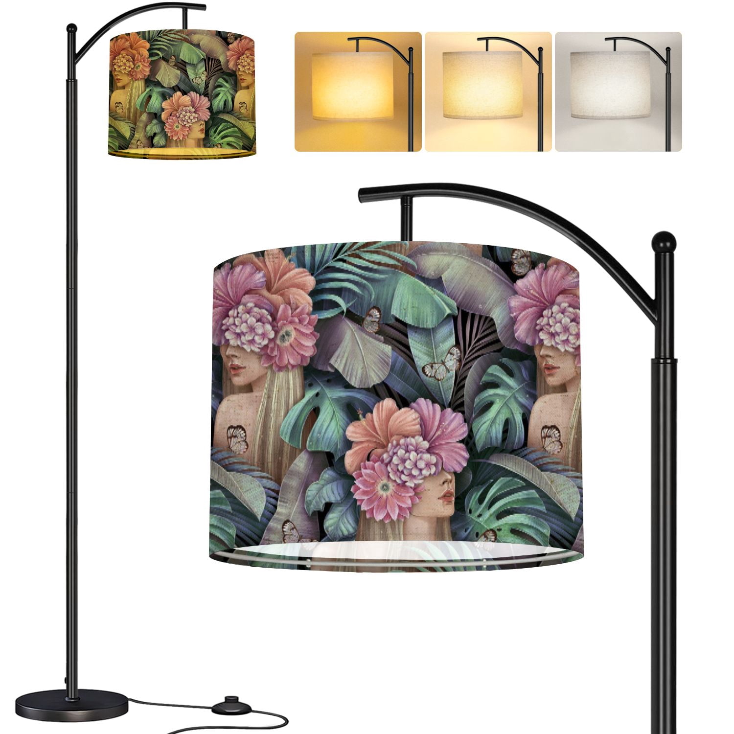Arc Floor Lamp Tropical seamless pattern beautiful blonde women ...