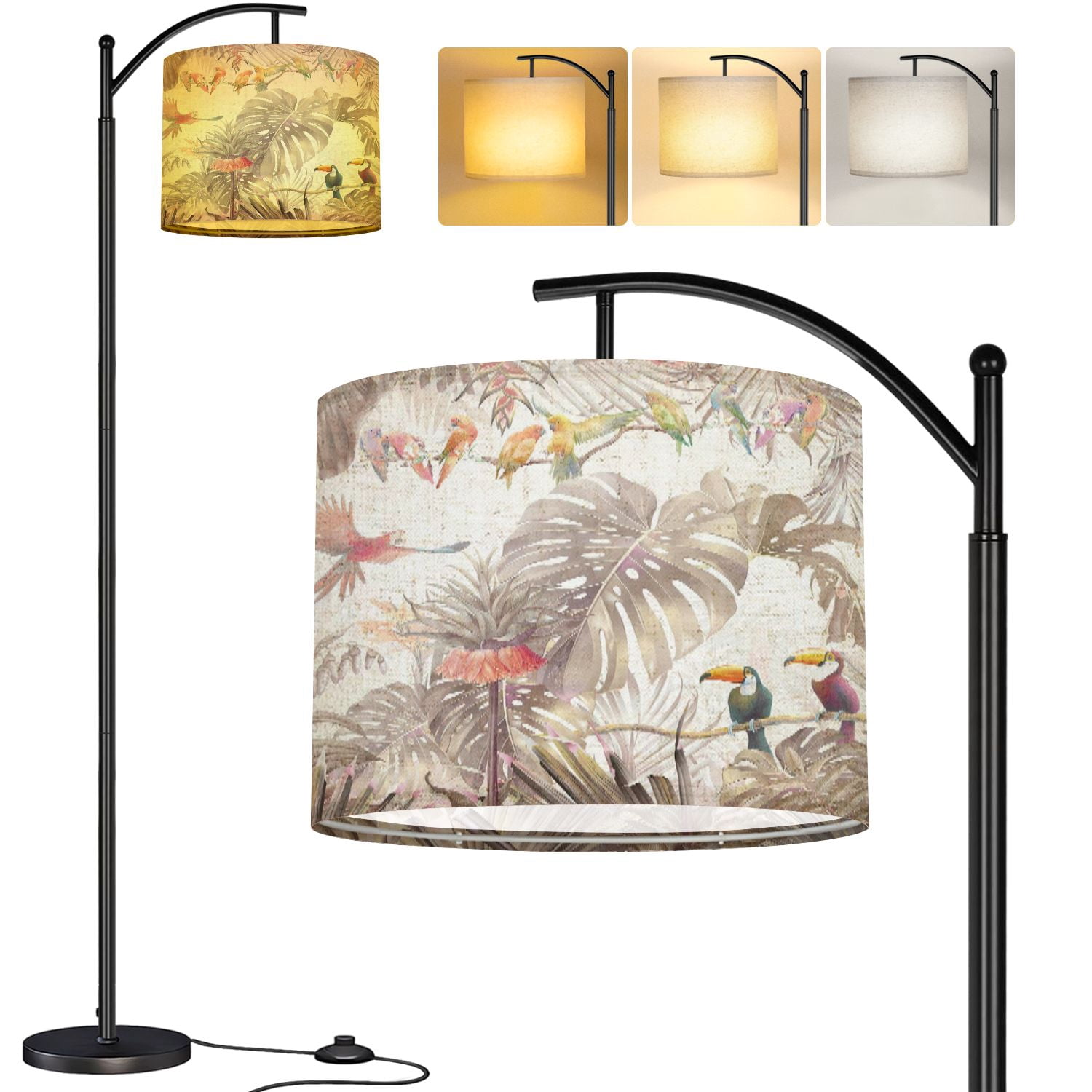 Arc Floor Lamp Tropical vintage botanical landscape palm tree plant ...