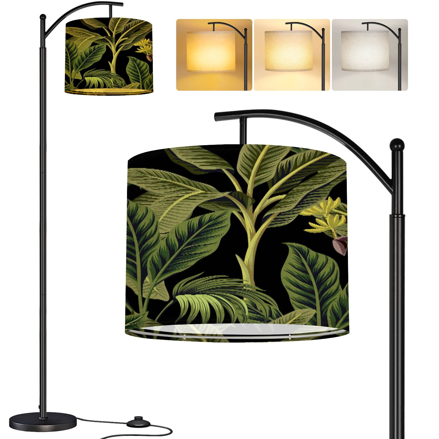 Arc Floor Lamp Tropical vintage palm trees banana tree floral seamless ...