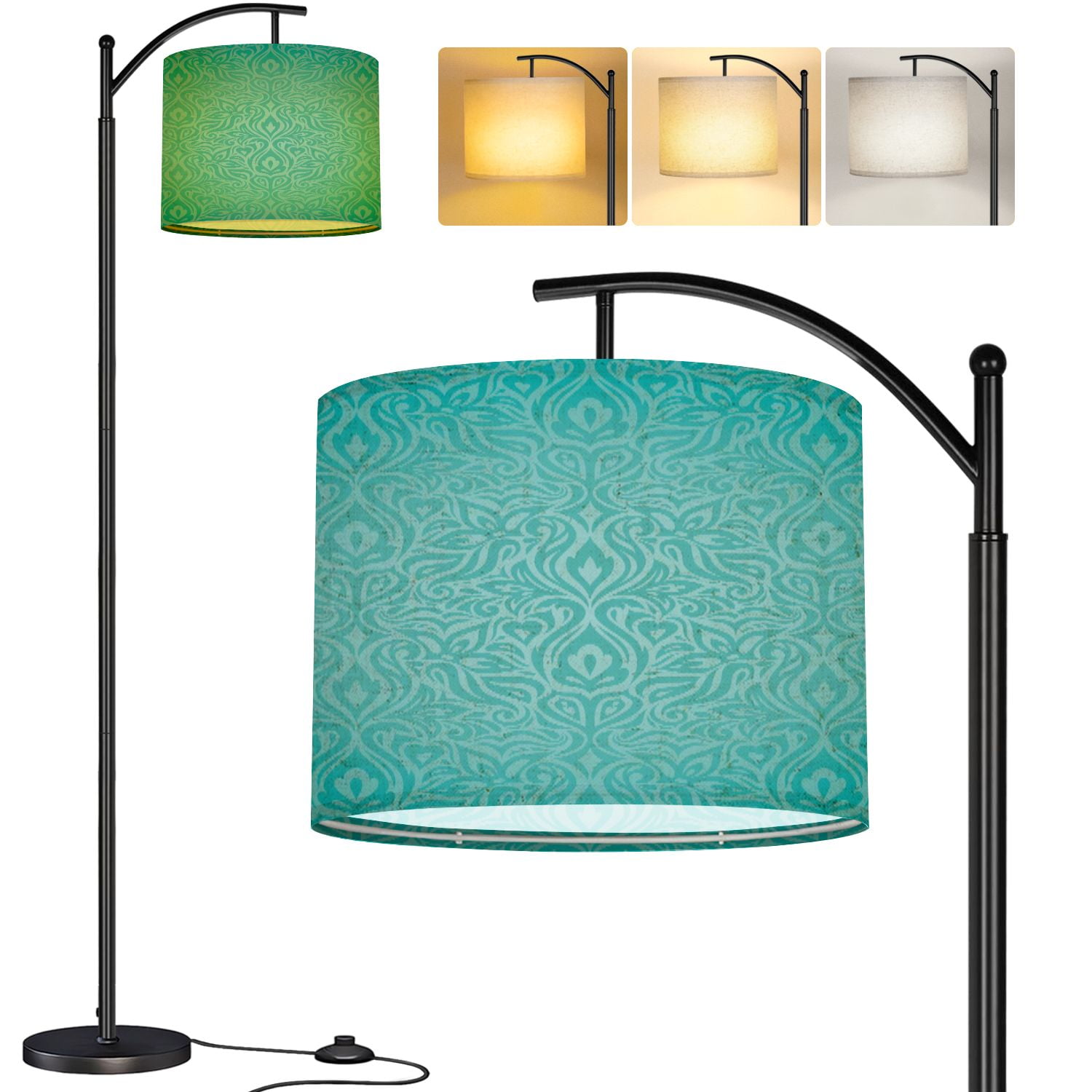 Arc Floor Lamp Turquoise floral holiday vintage design trendy blue to ...