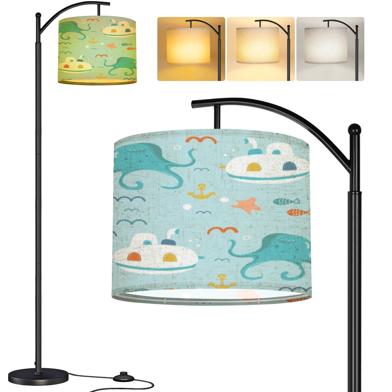 Arc Floor Lamp Underwater creatures cute cartoon seamless submarine ...