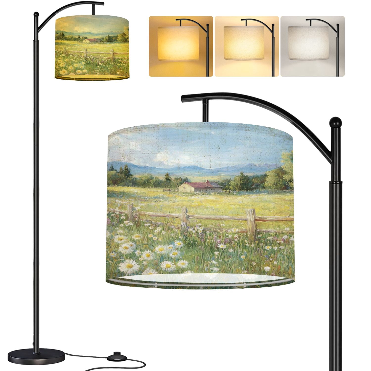 Arc Floor Lamp Vintage Flowers Nature Landscape Countryside Wildflowers ...