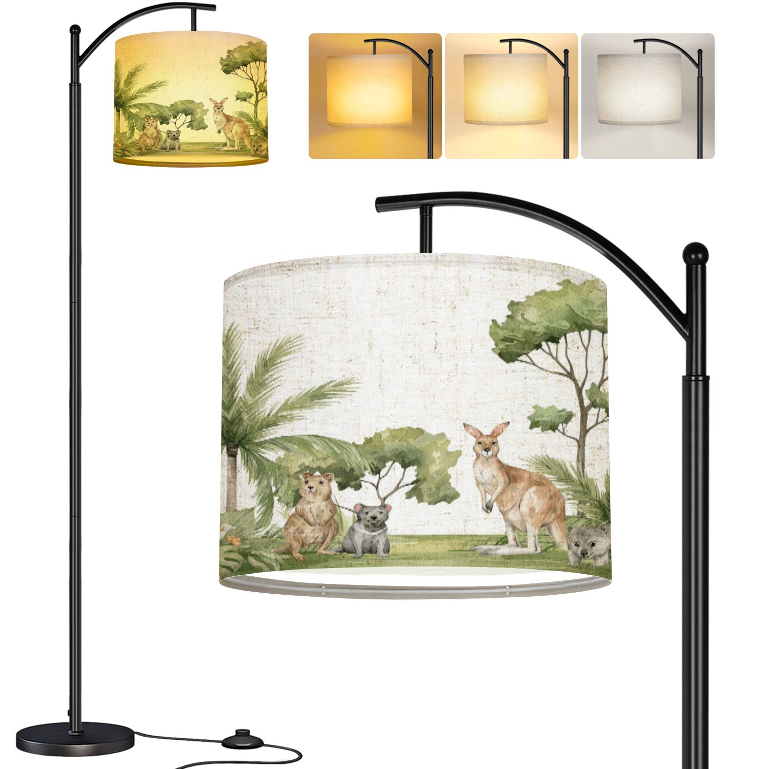Arc Floor Lamp Watercolor Australian nature animals Kangaroo quokka ...
