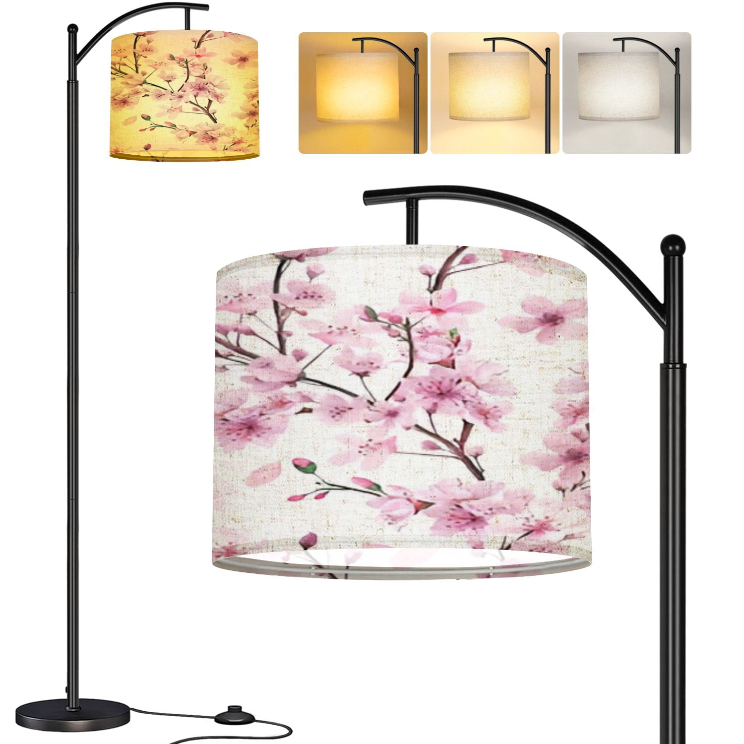 Arc Floor Lamp Watercolor Pink Seamless Pattern Cherry Blossom Floral ...