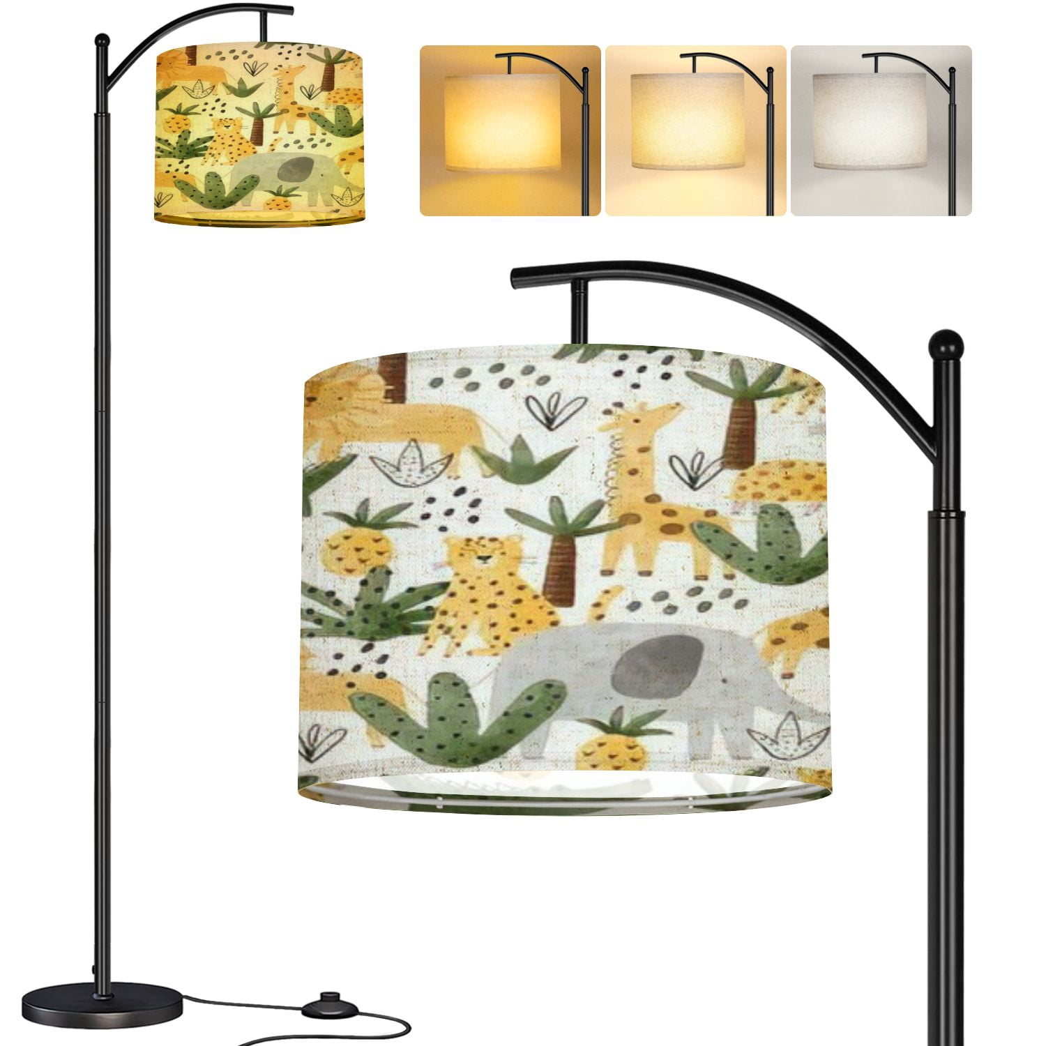 Arc Floor Lamp Watercolor animals cute African crocodile leopard ...