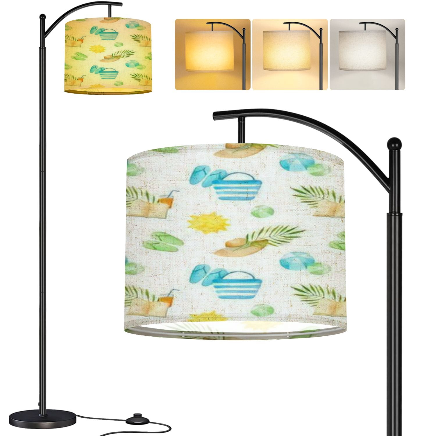 Arc Floor Lamp Watercolor beach vacation seamless Hand drawn summer ...